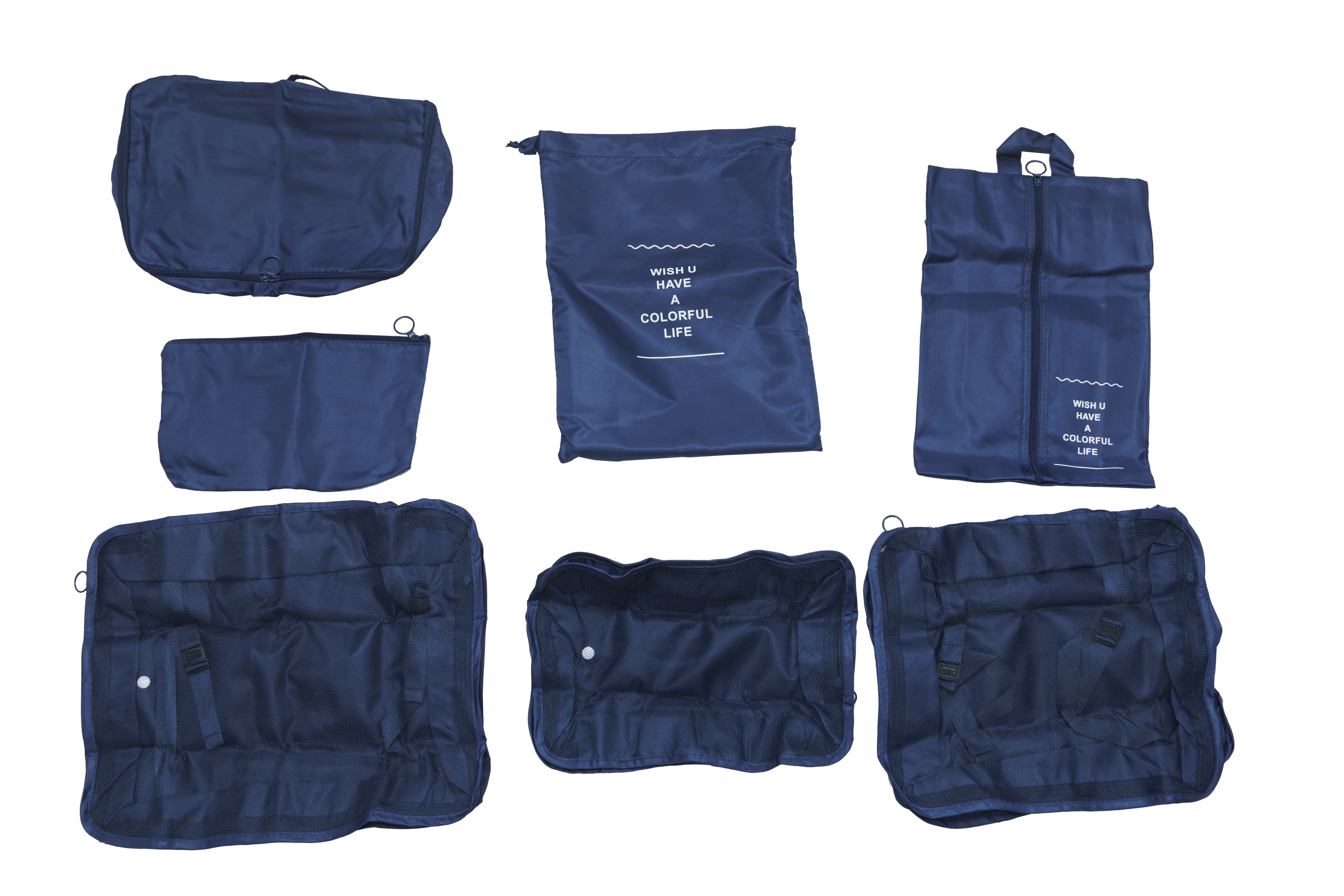Gino De Vinci 7 Piece Packing Cubes Navy Dark Blue